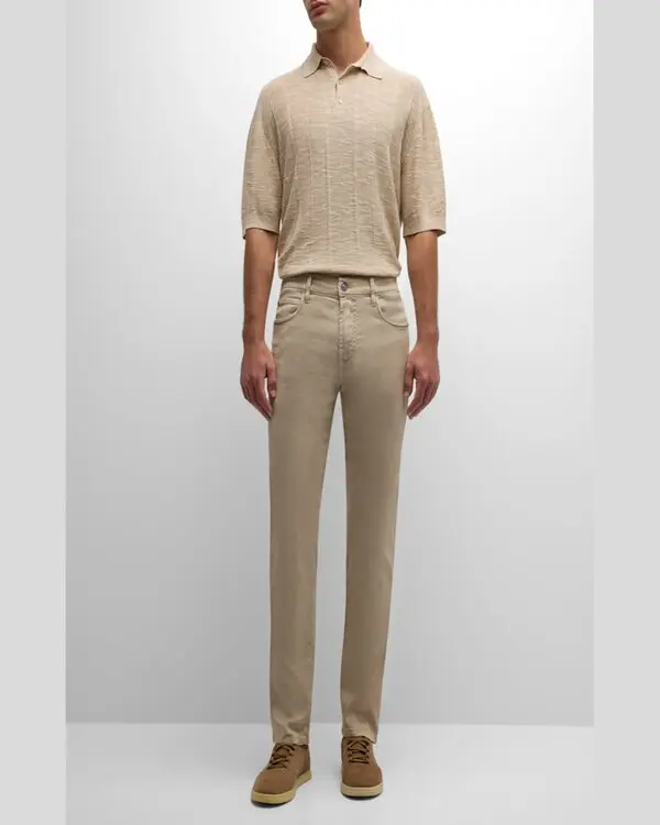 Loro Piana Quarona Linen-Cotton 5-Pocket Pants - Dusty Rain